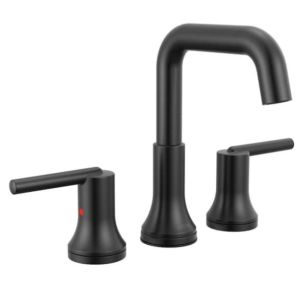 Delta Trinsic 8 in. Widespread Double Handle Bathroom Faucet in Matte Black 3554-BLMPU-DST - The ...