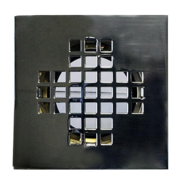 2 in. No-Caulk Brass Compression Shower Drain with 4-1/4 in. Square ...