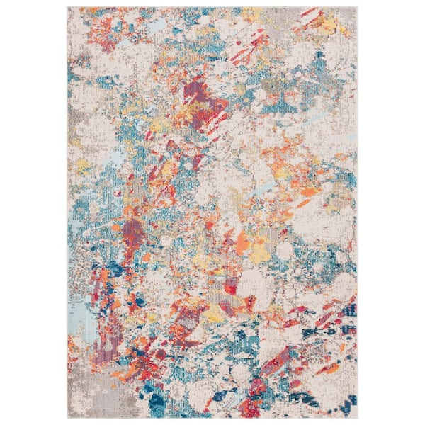 SAFAVIEH Monaco 4 ft. x 6 ft. Ivory/Multi Distressed Marble Area Rug ...