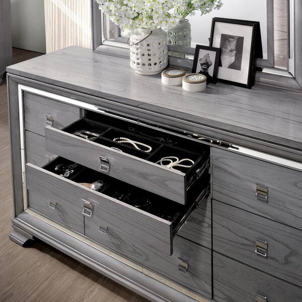 Furniture of America Tannon Light Gray 2 Drawer 30 in. Nightstand and Dresser IDF 7579ND