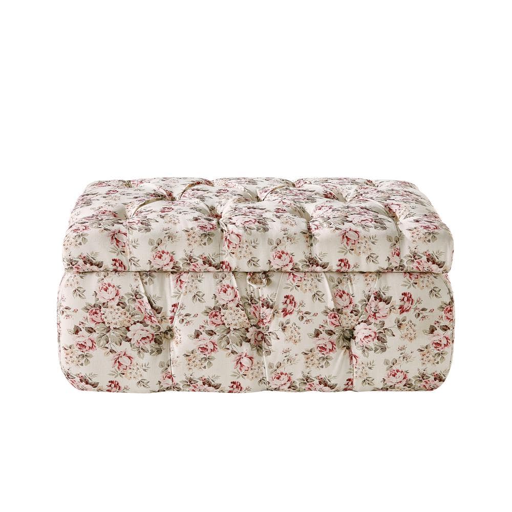 Rustic Manor Jahlil Cluster Red Ottoman Upholstered Linen 36.4 L x 25 W ...