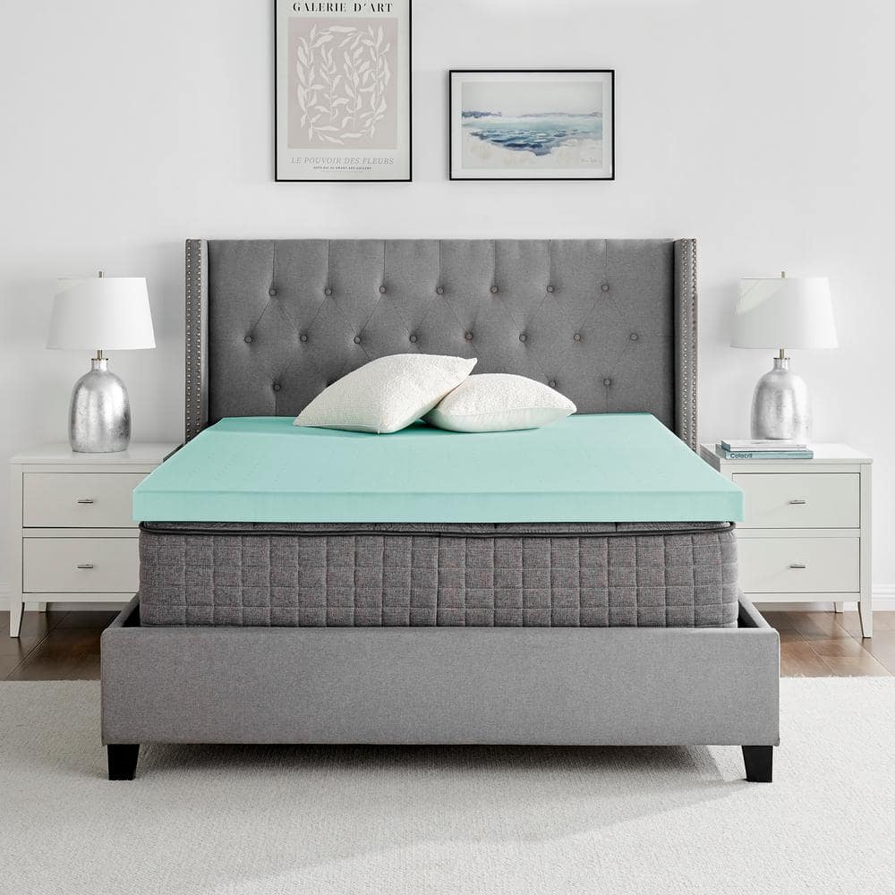 Runfine 4 in. Queen Cooling Gel Infused Memory Foam Mattress Topper ...