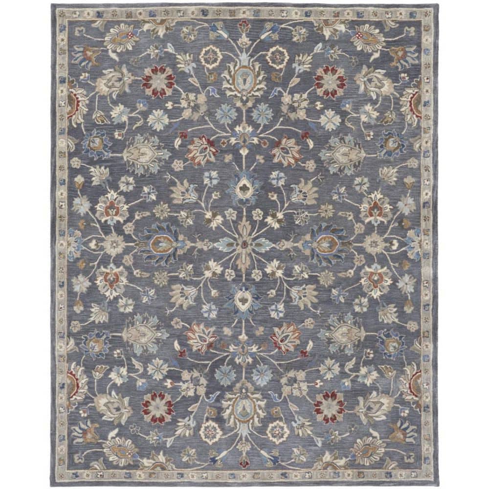 HomeRoots 2 ft. x 8 ft. Gray, Ivory Floral Area Rug 2000514804 - The ...