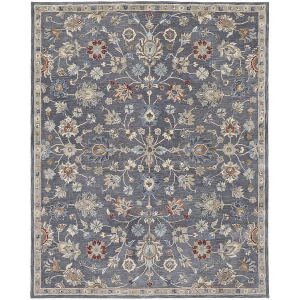 HomeRoots 2 ft. x 8 ft. Gray, Ivory Floral Area Rug 2000514804 - The ...