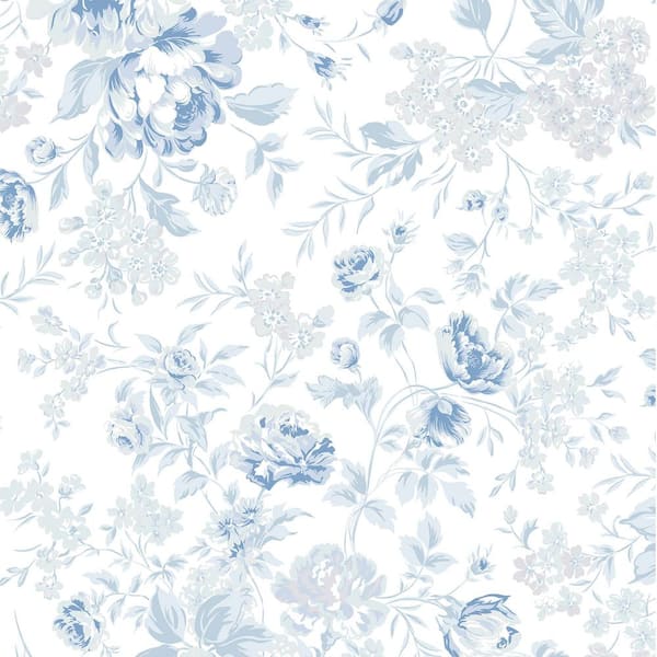 Shabby Chic Blue Romantic Rose Wallpaper Sample 12510994 - The Home Depot