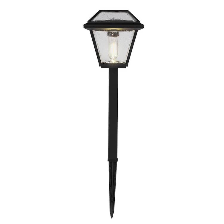 Hampton Bay Warrenton 13 Lumens Black LED Outdoor Solar Path Light with ...