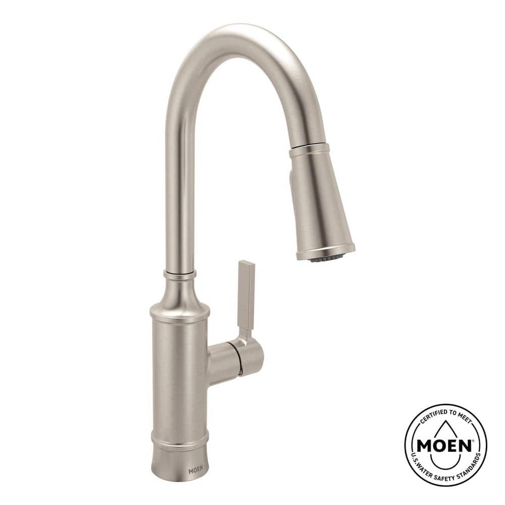 MOEN Gilden Single Handle Pull-Down Sprayer Kitchen Faucet with Reflex ...