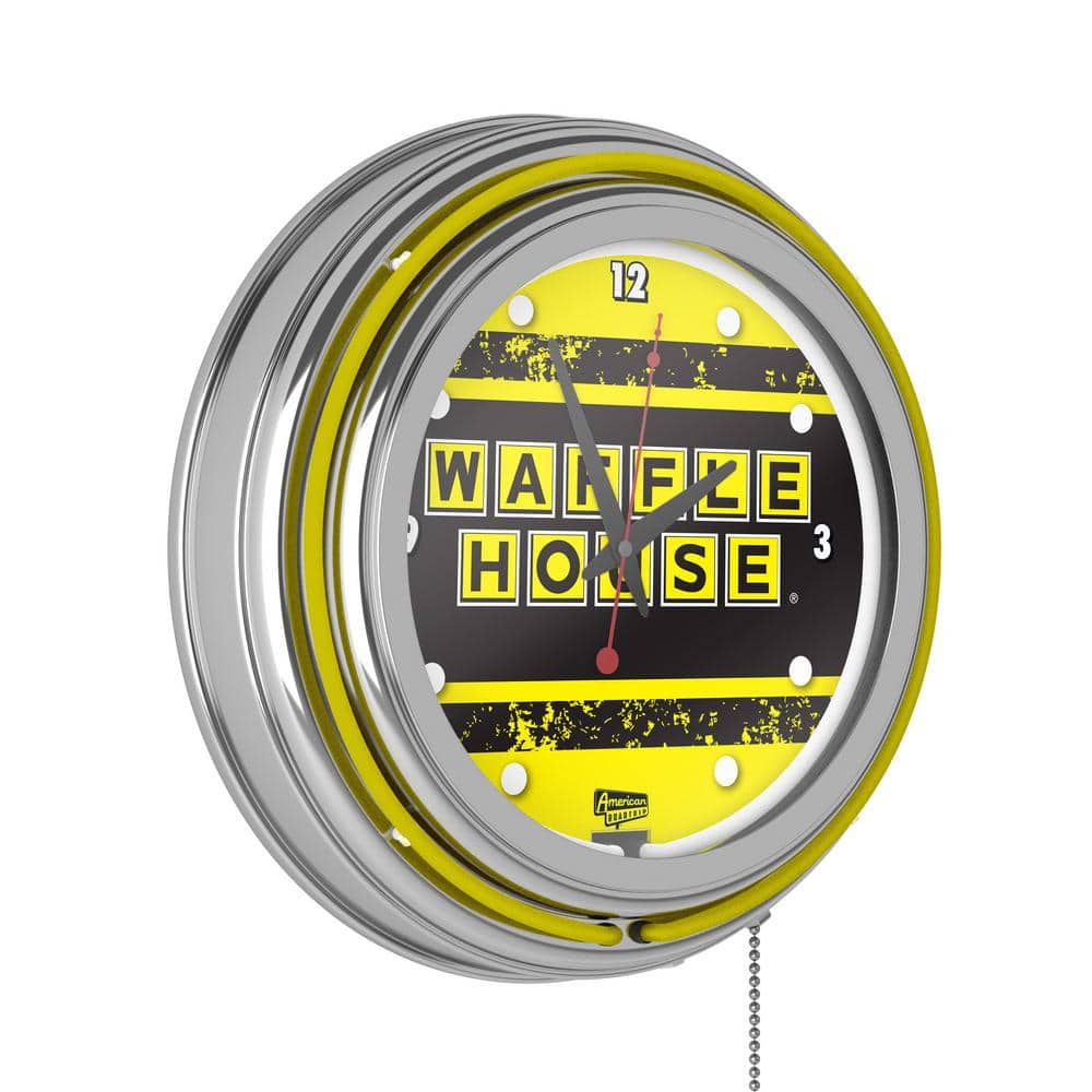 Waffle House Yellow Vintage Lighted Analog Neon Clock AR8WAFF-V-HD ...
