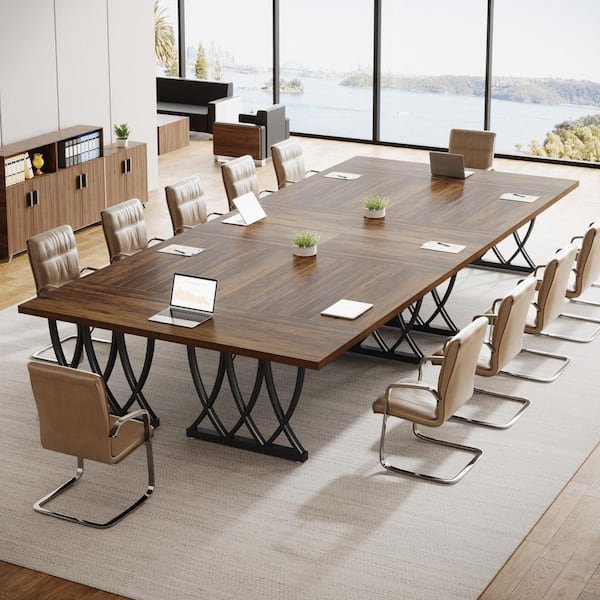 BYBLIGHT Moroni 70.86 in. Rustic Brown and Black Wood Computer Desk ...