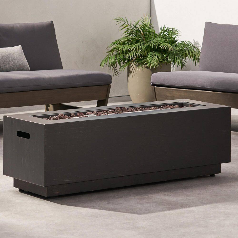 Coporesell 48 in. Dark Grey Rectangular Propane Outdoor Fire Pit ...
