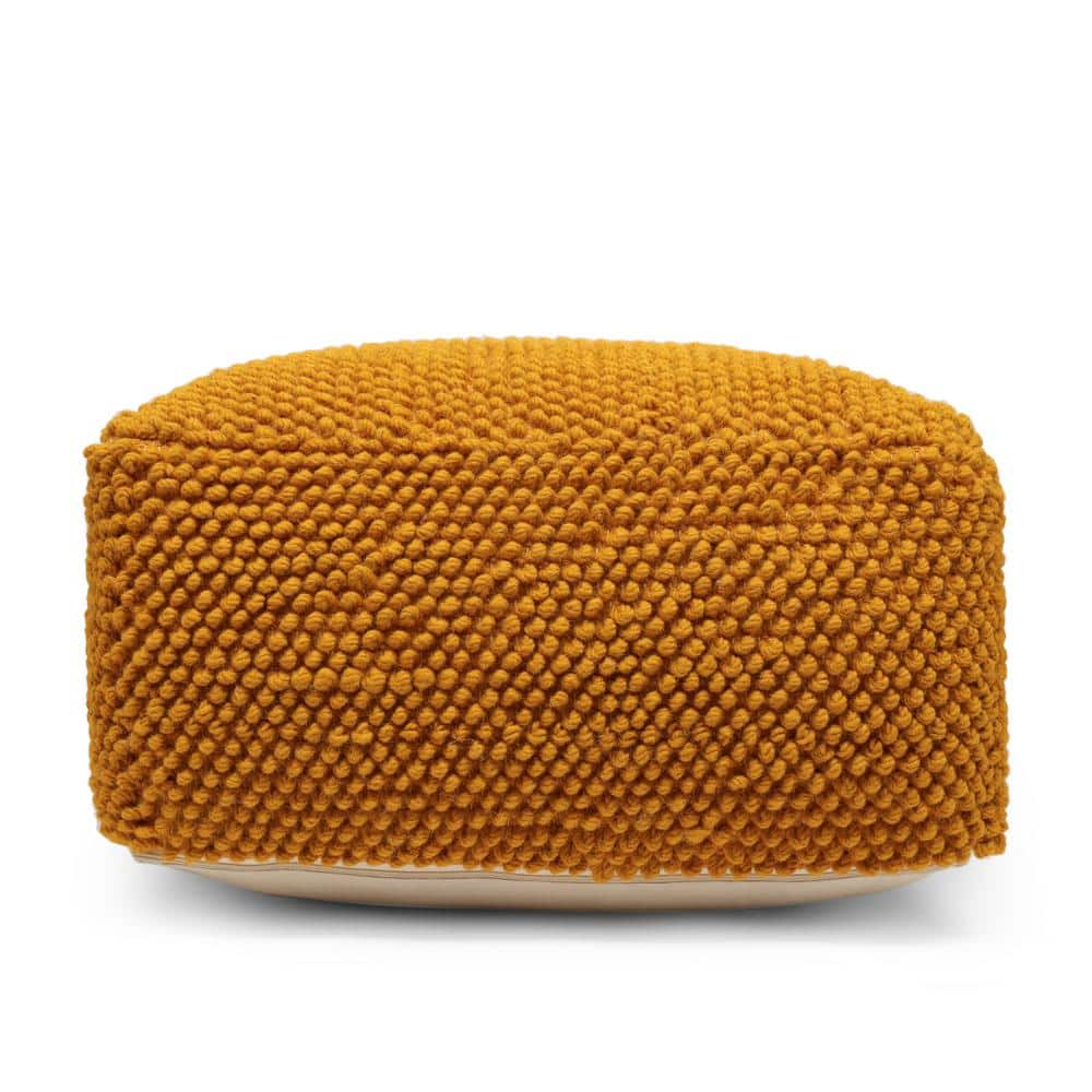 Noble House Hardt Yellow Handcrafted Tufted Square Pouf 106594 - The ...
