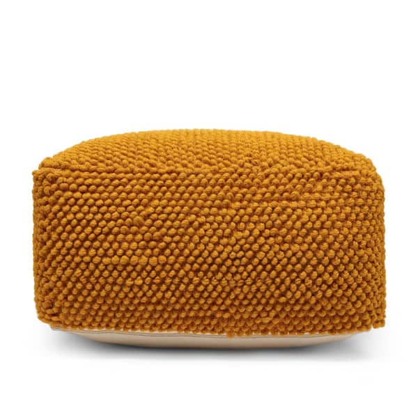 Noble House Hardt Yellow Handcrafted Tufted Square Pouf 106594 - The ...