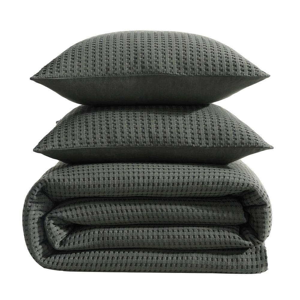 KENNETH COLE NEW YORK KCNY Solid Waffle 3-Piece Forest Green Waffle ...