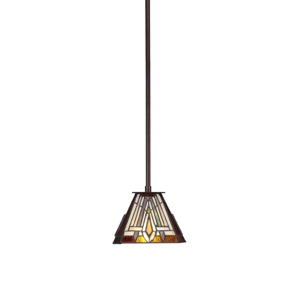 Aspen 100 W 1-Light Dark Granite Standard Mini Pendant Light with Glass ...