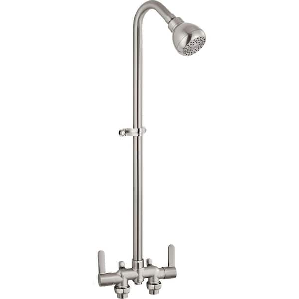 1-Spray Wall Bar Shower Kit with Showerhead 2-Handle Exposed Shower ...