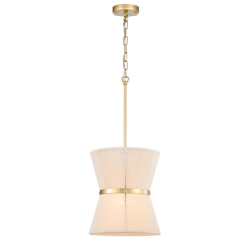 WAREHOUSE OF TIFFANY Alice 12 in. 1-Light Indoor Brass and Ivory Thread ...