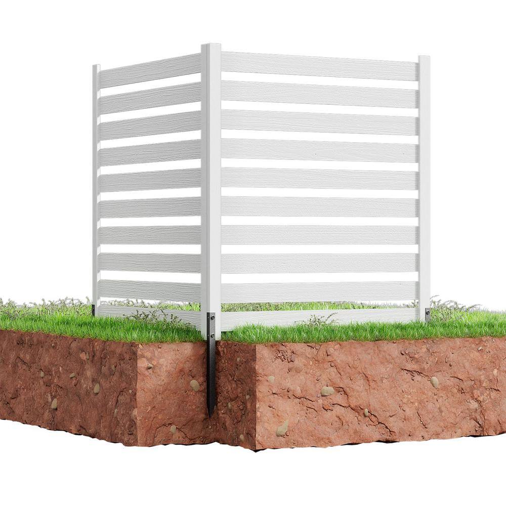 HOMEIBRO 38 in. W x 42 in. H Wood Garden Fence Privacy Fence in White R ...