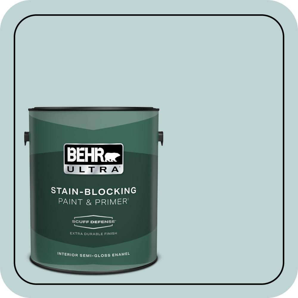 BEHR ULTRA 1 gal. #500E-3 Rain Washed Extra Durable Semi-Gloss Enamel ...