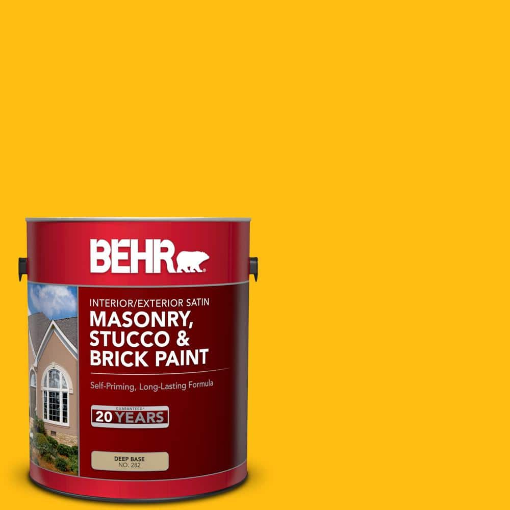 BEHR 1 gal. #P290-7 Laser Lemon Satin Interior/Exterior Masonry, Stucco ...