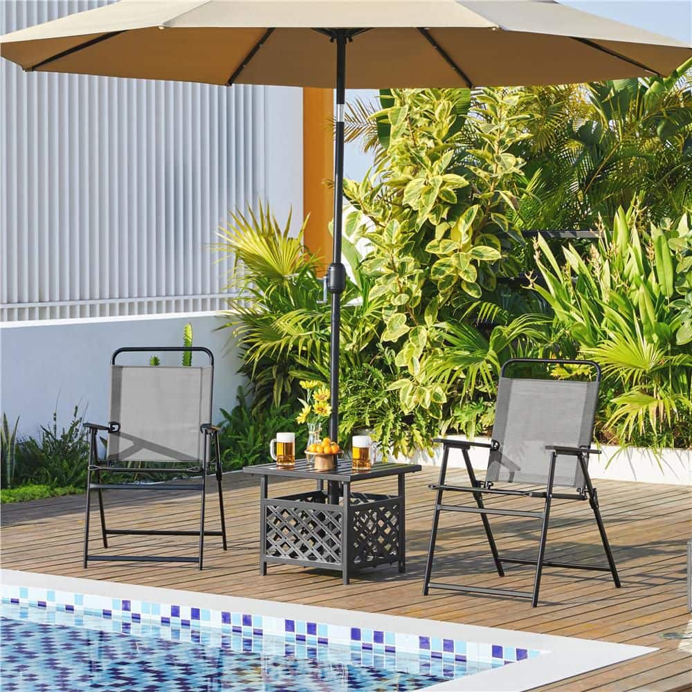 Yaheetech Set of 4 Outdoor Texteline Foldable Dining Chairs Yaheetech Set of 4 Outdoor Texteline Foldable Dining Chairs