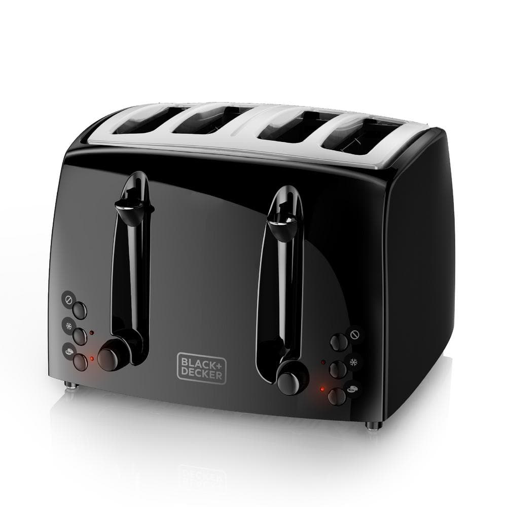 BLACK+DECKER 4-Slice Black Extra-Wide Slot Toaster-TR1410BD - The Home ...