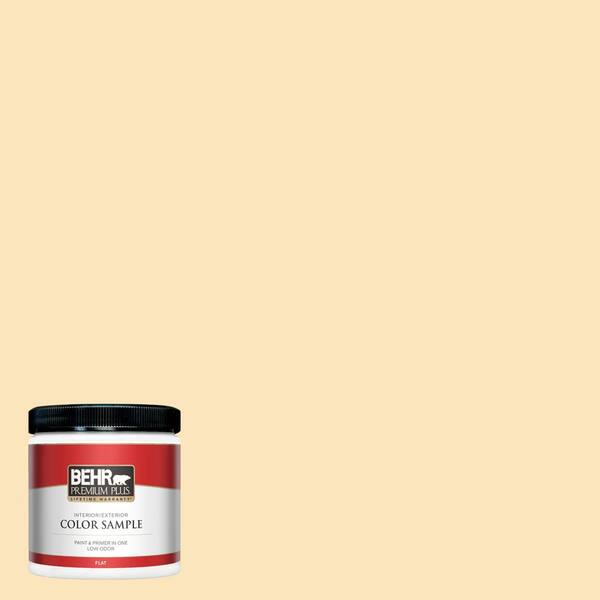 BEHR PREMIUM PLUS 8 oz. #350C-2 Banana Cream Flat Interior/Exterior ...