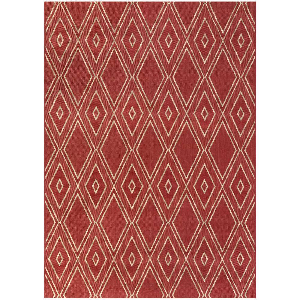 BALTA Carmine Red 5 ft. 3 in. x 7 ft. 5 in. Geometric Indoor/Outdoor ...