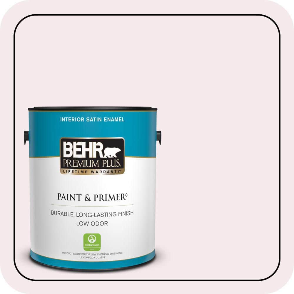 BEHR PREMIUM PLUS 1 gal. #100A-1 Barely Pink Satin Enamel Low Odor ...