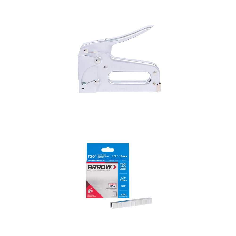 Arrow T50 Heavy Duty Manual Staple Gun with 1/2 in. Leg Staples (1,250 ...
