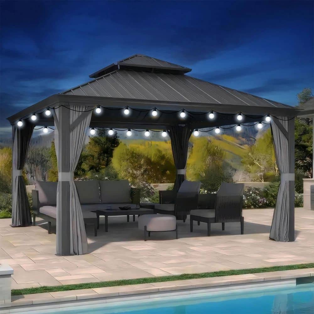 PURPLE LEAF 13 ft. x 13 ft. Gray Aluminum Frame Patio Outdoor Hardtop ...