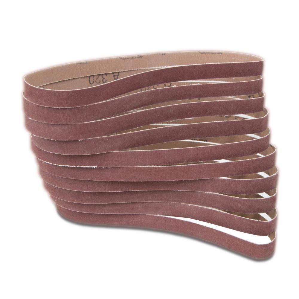 WEN 320-Grit 1/2 in. x 18 in. Sanding Belt Sandpaper (10-Pack ...