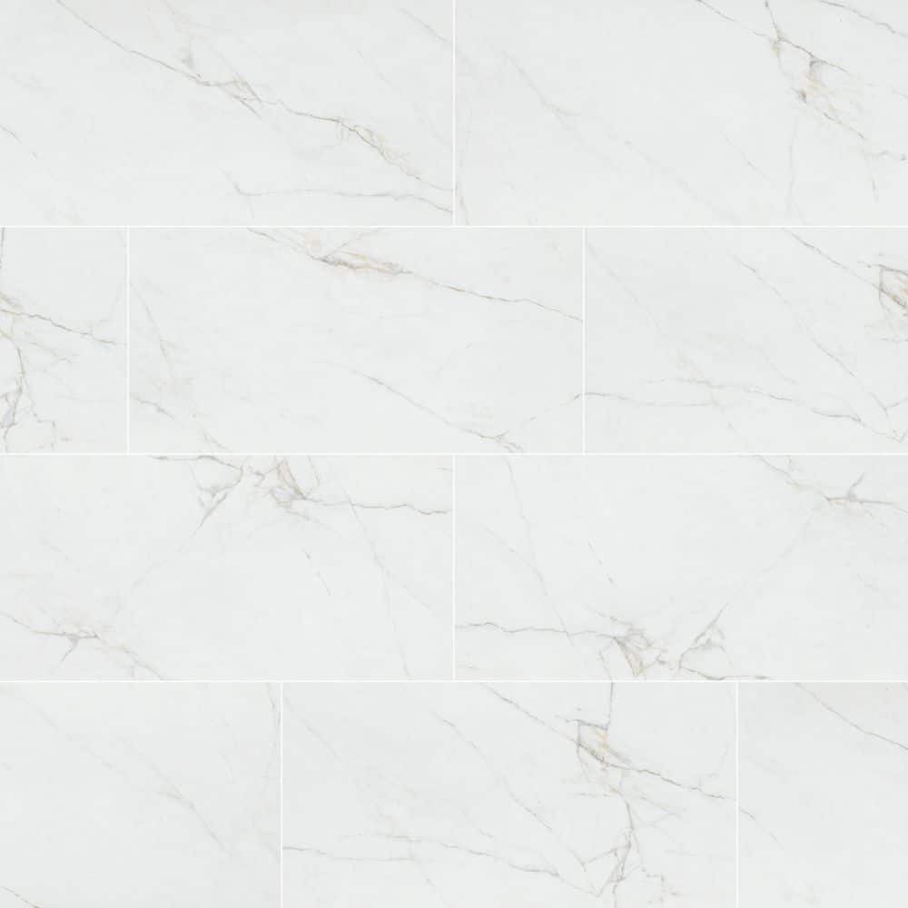 MSI Dymo Calacatta 12 in. x 24 in. Glossy Ceramic Marble Look Wall Tile ...
