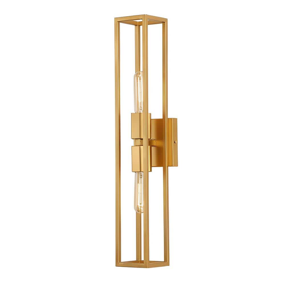 Decomust Kaiton 4.7 in. 2-Light Gold Modern Industrial Wall Sconce with ...