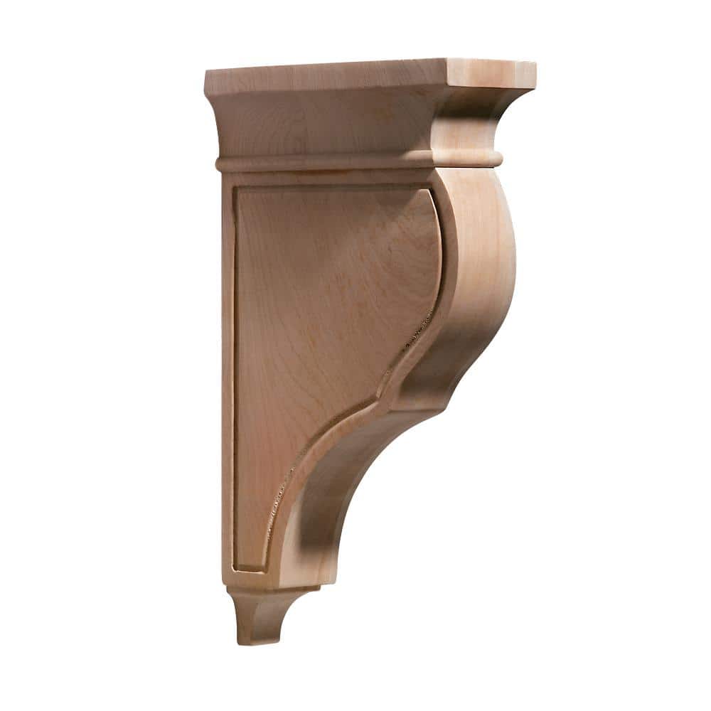 ORNAMENTAL Unfinished Maple Wood Corbel 6.5 in. D x 3 in. W x 12 in. L ...
