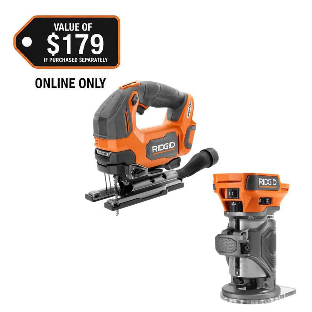 RIDGID 18V Brushless Cordless 2-Tool Combo Kit with Jig Saw and Router ...