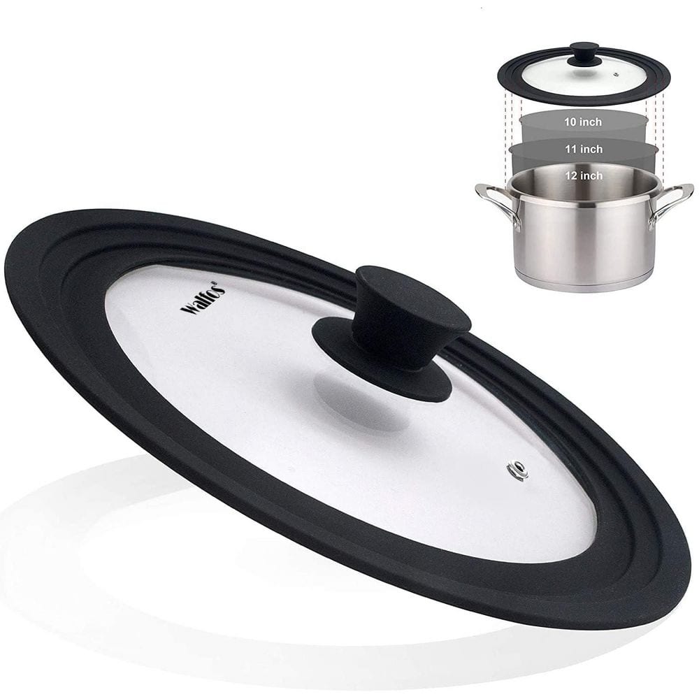 Wudkey Universal 10 in. 11 in. 12 in. Tempered Glass Lid with Steam ...
