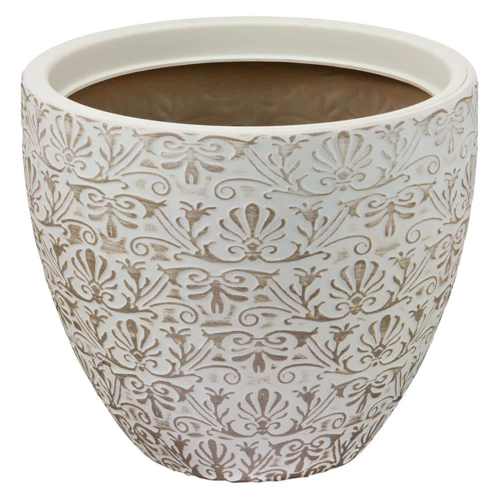 Vigoro Aurelia Vintage Cream Decorative High-Density Resin Planter (12 ...