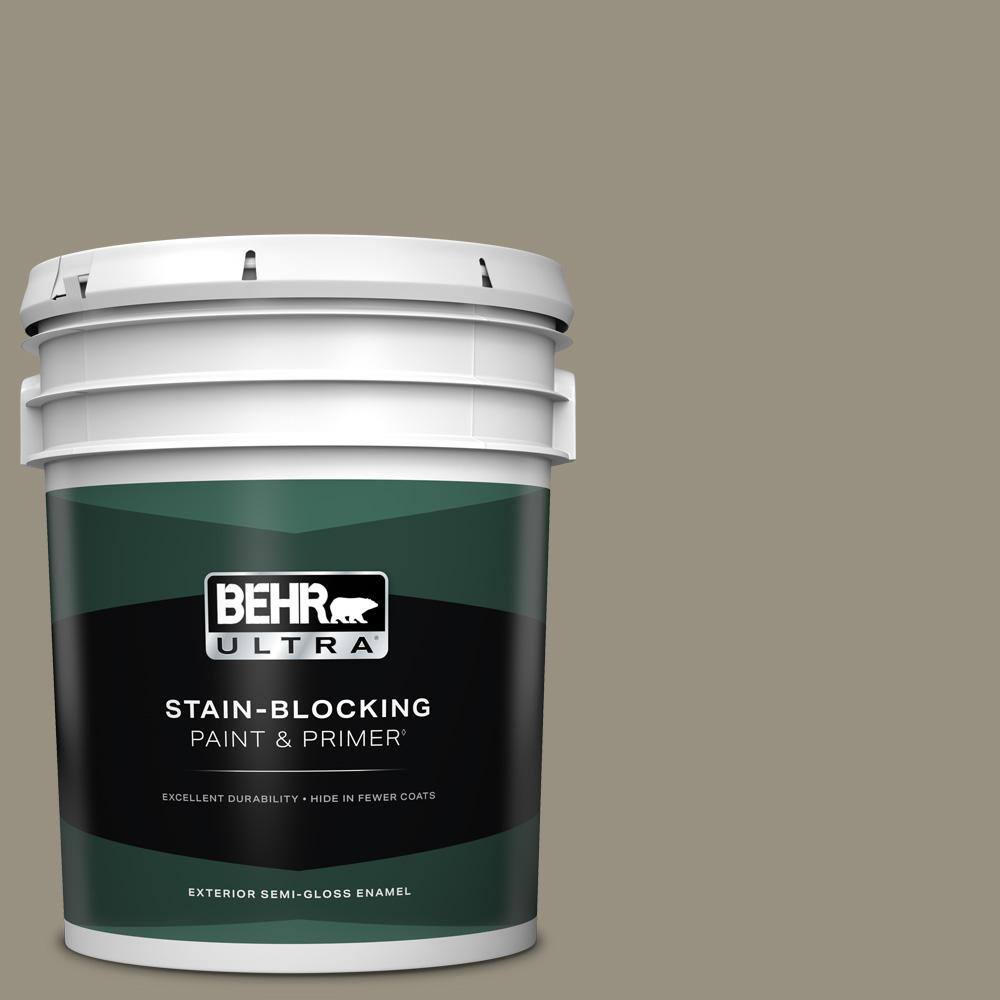 BEHR ULTRA 5 gal. #N320-5 Gray Squirrel Semi-Gloss Enamel Exterior ...