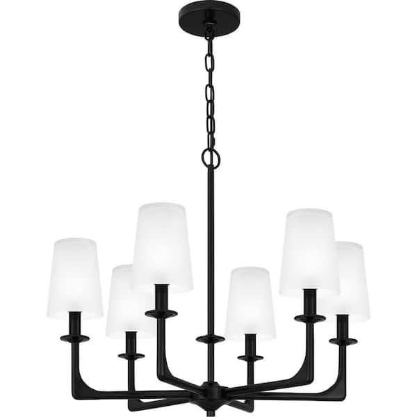 Quoizel Hough 6-Light Mystic Black Chandelier with Etched Glass Shade ...
