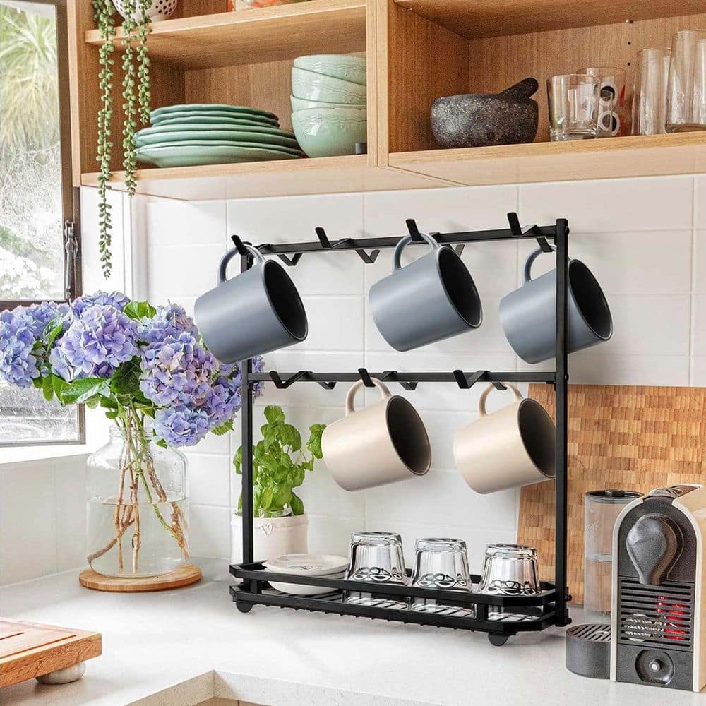 Wudkey Large Coffee Mug Holder Stand Countertop, Tree Rack for 14 Mugs ...