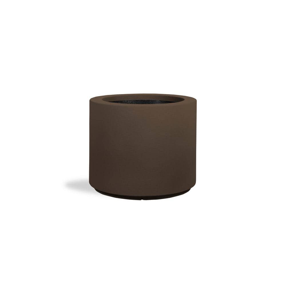 PolyStone Planters Baja Round 23 in. x 19 in. Chocolate Brown Composite ...