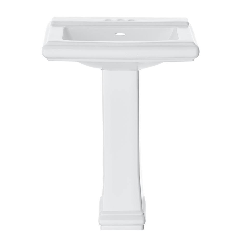 Kuomih 26 in. White Ceramic Pedestal Sink with 26.5 in. Base in White ...