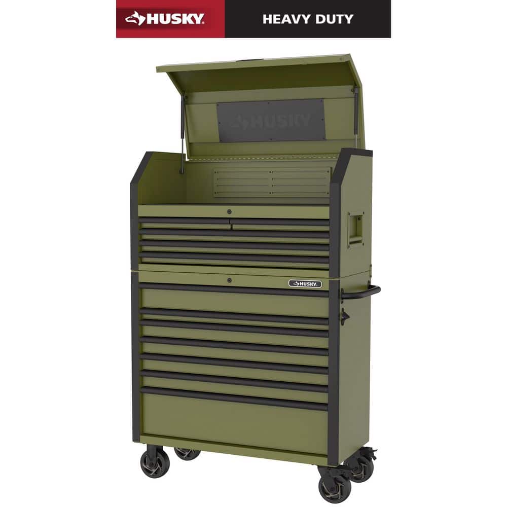 Husky Heavy-Duty 42 in. W 12-Drawer Matte Army Green Rolling Tool Chest ...