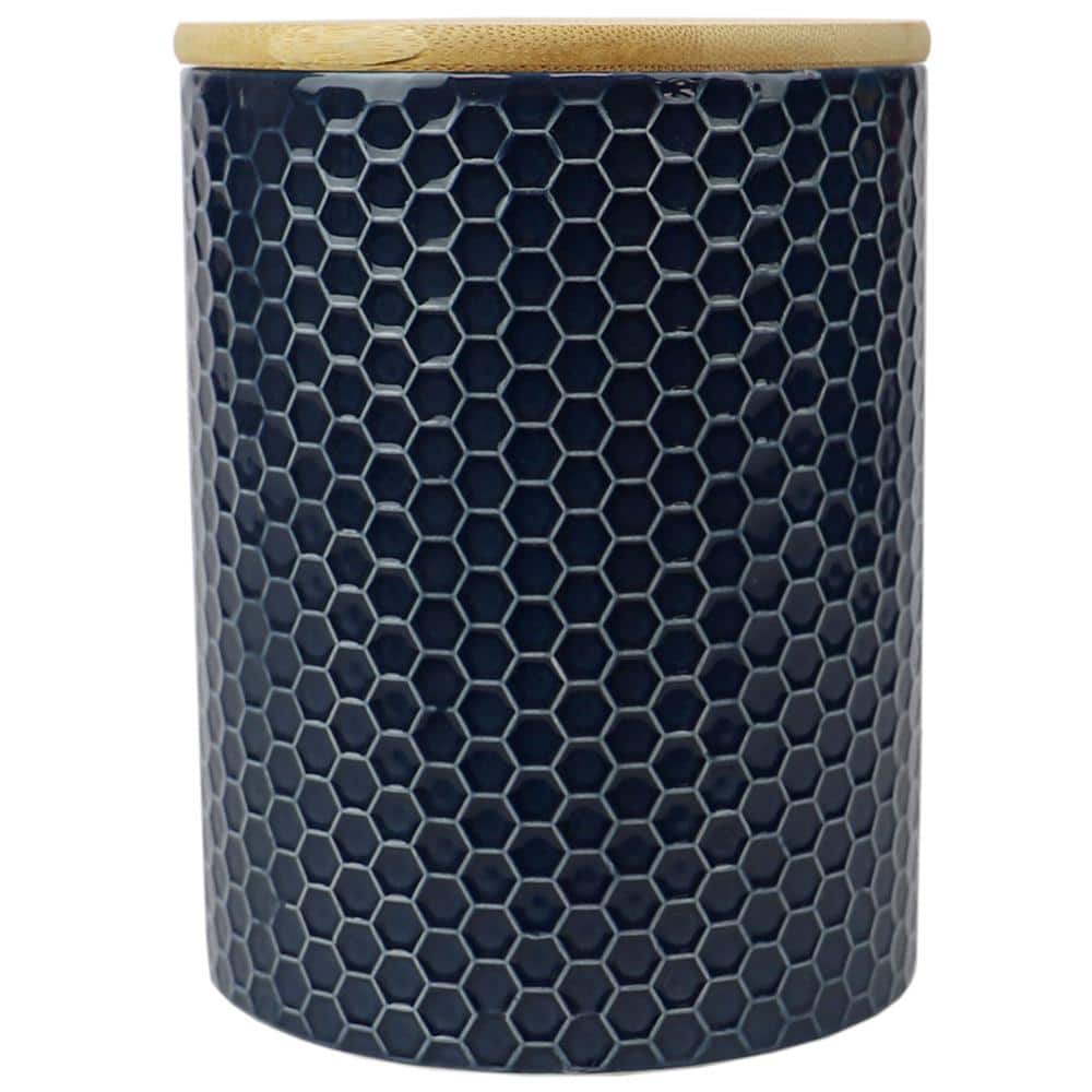 Home Basics Honeycomb Large Ceramic Canister, Navy HDC73662 - The Home ...