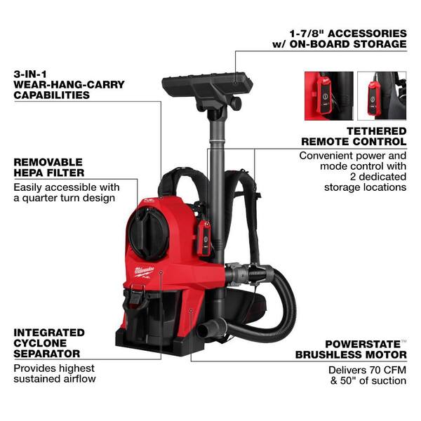 Milwaukee M18 FUEL 18-Volt Lithium-Ion Brushless Red HEPA Multisurface ...