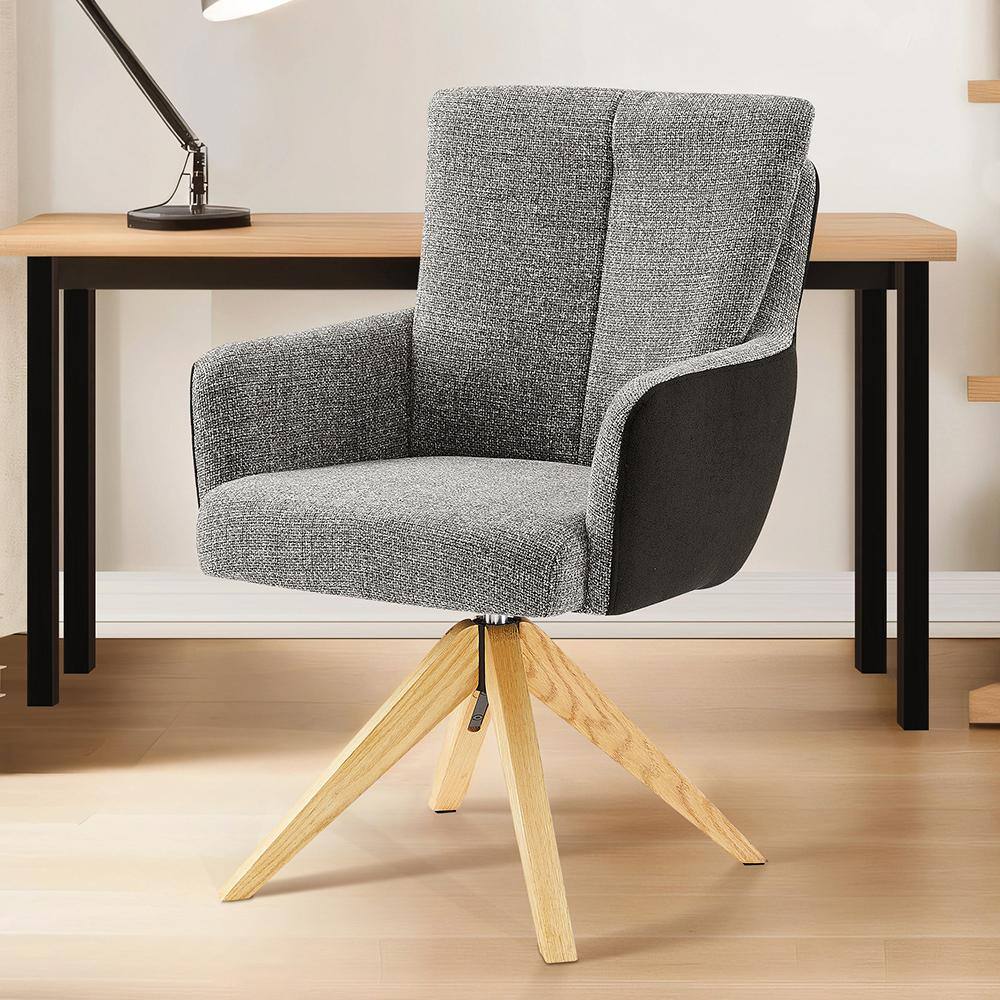 Art Leon Arthur Gray Fabric Swivel Accent Arm Chair with Wood Legs ...