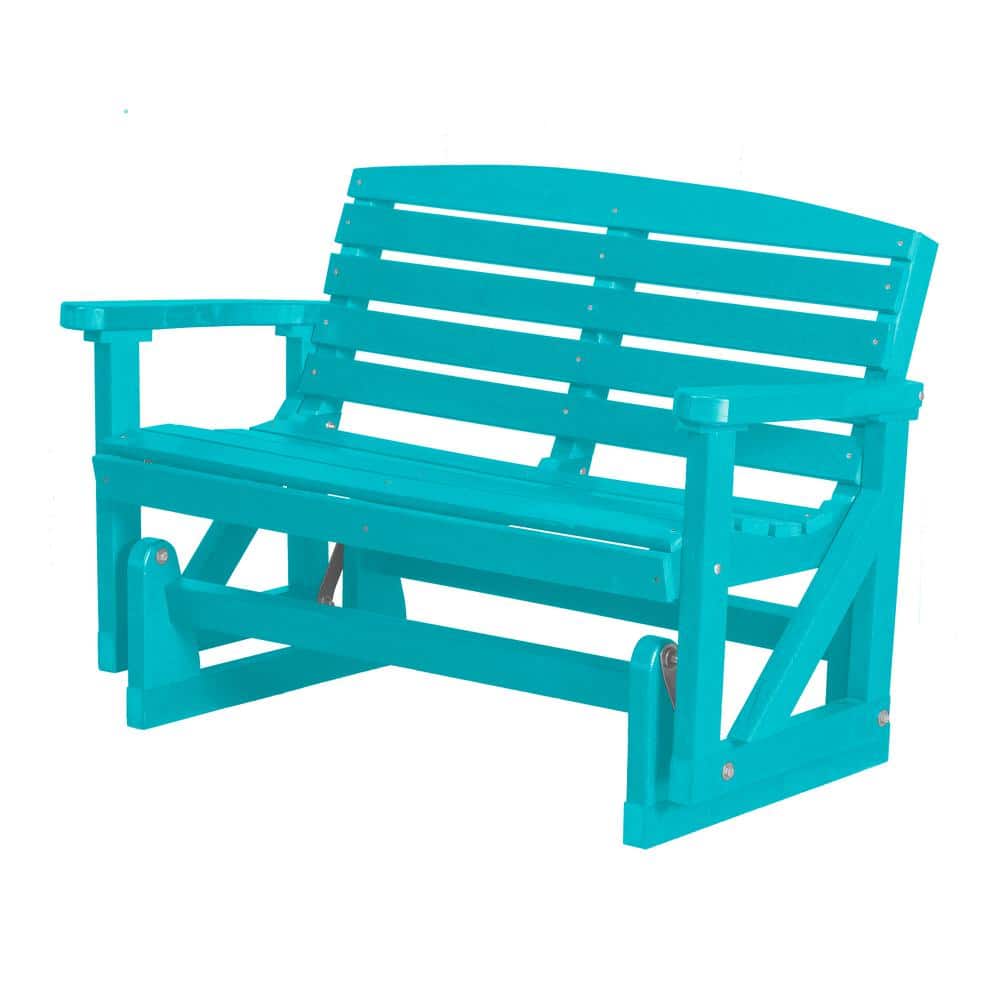 WILDRIDGE Classic 2-Person Aruba Blue Plastic Outdoor Glider LCC-209-AB ...