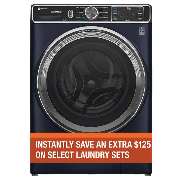 GE Profile 5.3 cu. ft. Smart Front Load Washer in Sapphire Blue w ...