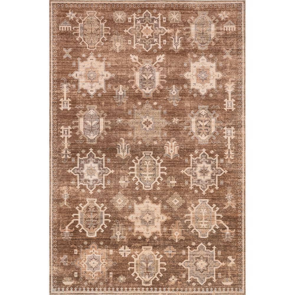 nuLOOM Avalon Multi Medallion Machine Washable Sienna Brown 8 ft. x 10 ...