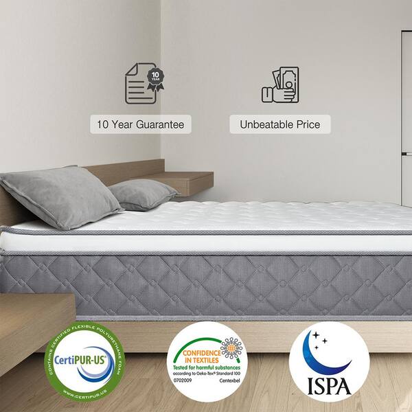CHEVNI Grey Diamond Grid Queen Medium Memory Foam 14 in. Bed in a Box Mattress HD Chevni 017HQ The Home Depot